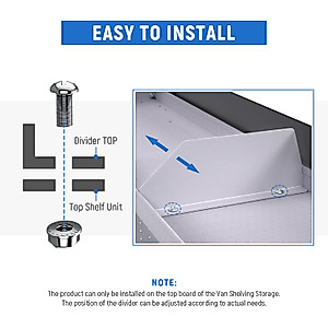 AA Products P-SH-Divider-Top 4.3" Heightened Version Shelf Divider Shelf Accessories Designed for top Boards of 13" Depth Van Shelving Storage, Set of 3 - Grey