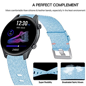Lamshaw Compatible for TouchElex Venus Smartwatch Band, Breathable Nylon Woven Fabric Replacement Accessory Strap Compatible for TouchElex Venus 1.2" Smart Watch/Deeprio PASCUA Smart Watch (Blue)
