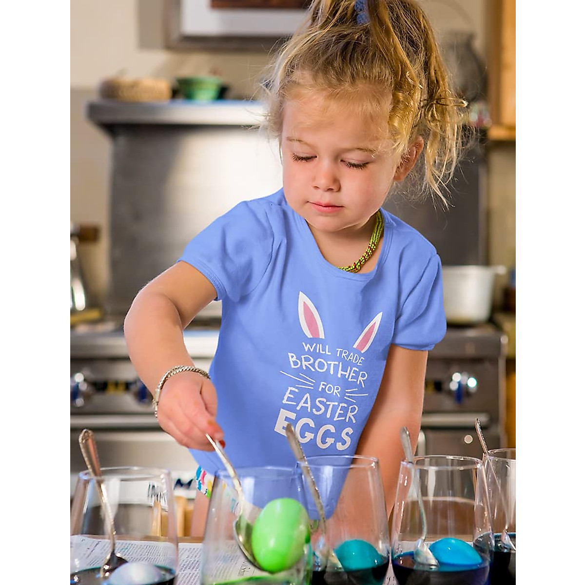 Will Trade Brother for Easter Eggs Funny Siblings Kids Easter's T-Shirt 6 Months California Blue