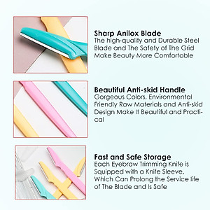 Eyebrow Razor,Eyebrow Hair Trimmers,Eyebrow Razor Shaver Blade, Eye Brow Shaper Face Razor Facial Hair Remover Tools,24PCS,(Pink+Blue+Yellow+Black),Travel Essentials