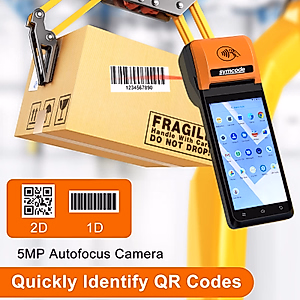 symcode POS PDA Thermal Receipt Printer,1D 2D Barcode Scanner Handheld PDA Printer Mobile POS Machine 5.5" Touch Screen 58mm Thermal Printer Android 8.1 Support 4G WiFi Bluetooth and NFC