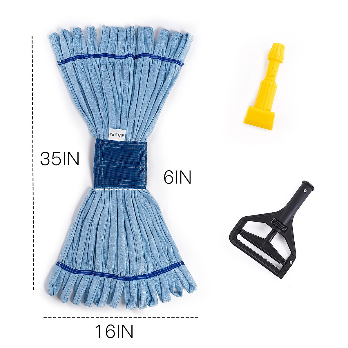 Matthew Cleaning Microfiber Tube Mop(Meduim,Blue,3Pack)Heavy Duty Mop Head Replacement,excellent absorbency,Premium launderability,Reusable,Loop end for Home,Commercial&Industrial Use-Incl.2Pcs Cloths