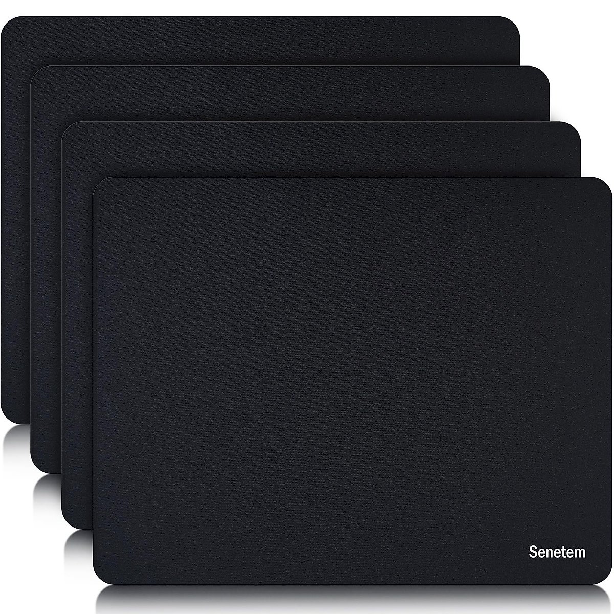 Senetem Thin Mouse Pad, 4 Pack Smooth Gaming Mouse Pads, Non-Slip Rubber Base, Laser & Optical Mousepad for Laptop, Computer, Office & Home, Small Portable, 11x8.6 in, Black