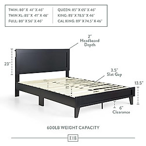 Edenbrook Delta California King Bed Frame with Headboard – No Box Spring Needed – Compatible with All Mattress Types – Wood Slat Support – California King Size Wood Platform Bed Frame – Black