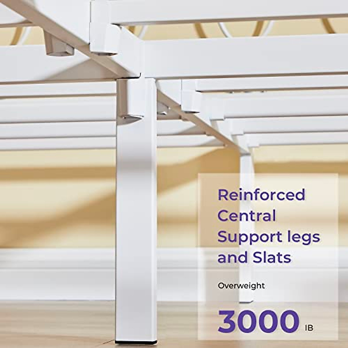 GreenForest Full Size Bed Frame with Headboard Heavy Duty Metal Platform Bed Frame with Underbed Storage No Box Spring Needed Mattress Foundation, White