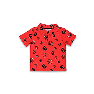 Isaac Mizrahi Loves Sesame Street Gang Elmo Baby Toddler Polo Collared Shirt (2T, Red)