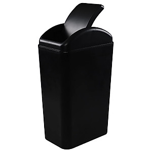 Sandmovie 3.5 Gallon Slim Garbage Bin with Swing-top, Plastic Swing Lid Trash Can, 1 Pack