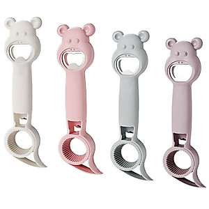 New 4 in 1 Multi Function Can Opener Bottle,Multi Kitchen Tool for Jelly Jars,Wine, Beer and other,Bottle Opener to Protect the Nail Use for Children,Elderly and Arthritis Sufferers (4Pcs)