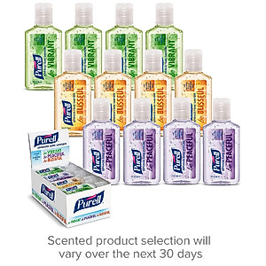 PURELL Advanced Hand Sanitizer Gel Infused with Essential Oils, Scented Variety Pack, 1 fl oz Travel Size Flip Cap Bottles (Box of 12 Bottles)- 3901-24-CMRMETRY