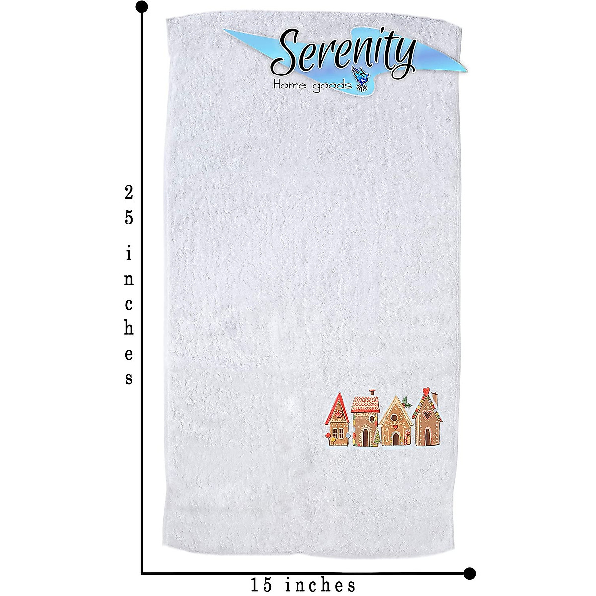Christmas Decor | Decorative Kitchen and Bath Hand Towels | Gingerbread Houses | XMAS Winter Novelty | White Towel Home Holiday Decorations | Gift Present