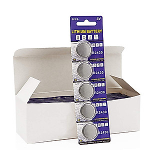 Cotchear 5Pcs CR2430 Button Battery 3V Electronic Lithium Coin Cell Batteries DL2430 BR2430 ECR2430 KL2430 EE6229 for Watch Toy Clocks