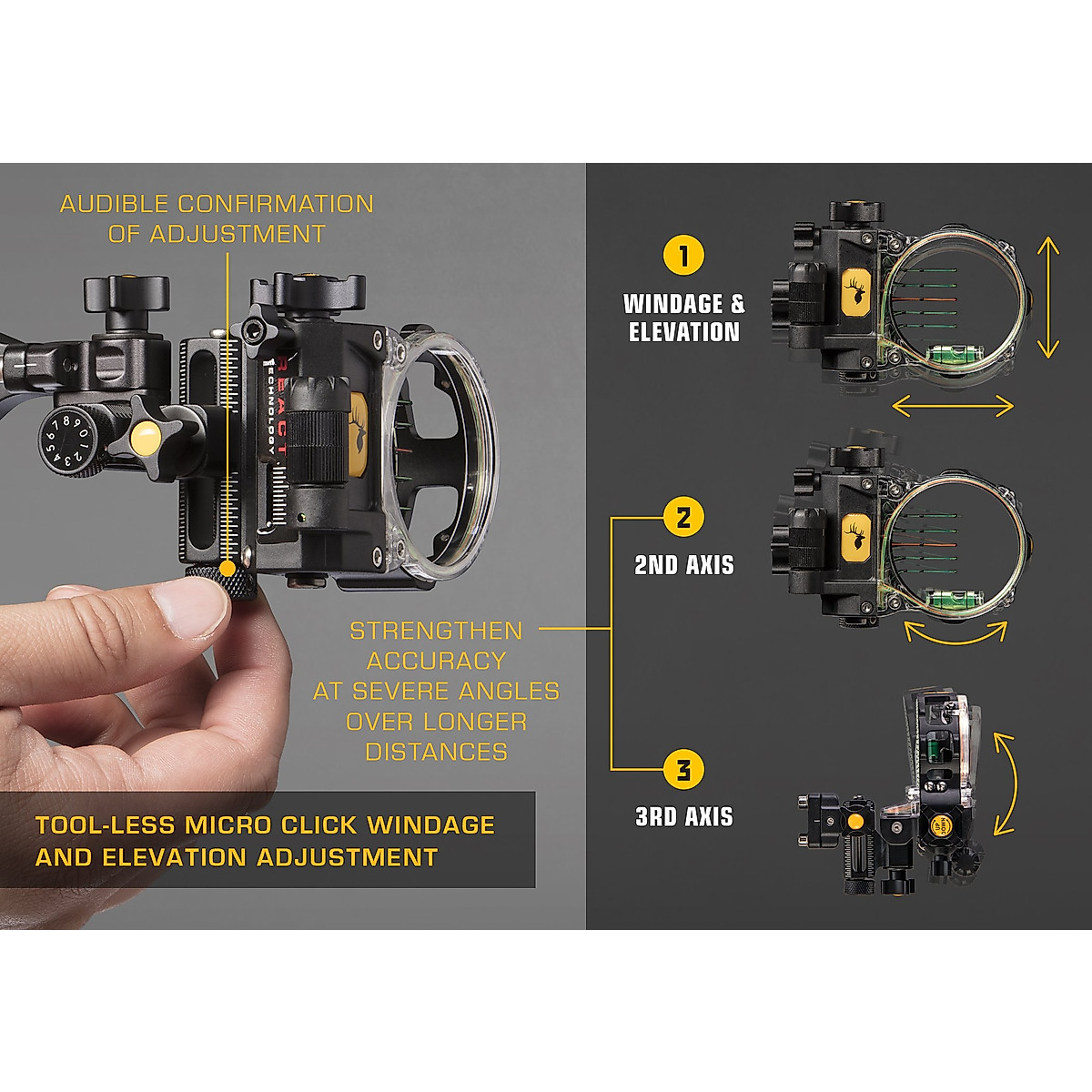 Trophy Ridge React Pro 5 Pin Archery Bow Sight, Right Hand, 0.010 Pin