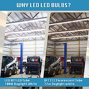 8FT LED Shop Light Fixture - 150W 19000LM, 5000K-5700K Daylight, 96'' T8 Integrated V Shape Fluorescent Tube Lights, High Output Bulbs for Garage Warehouse Workshop,Linkable Plug and Play (Pack-10pcs)