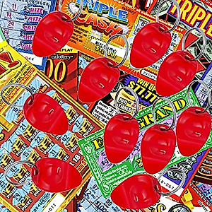 Nwsrayu Lottery Scratcher Tool Keychain, Transparent Color Waterdrop Shape Scratch off tool for lottery tickets, Labels, Films, Lotto Cards, Plastic Scraper Tools,Lucky Gambler Gift (Red)