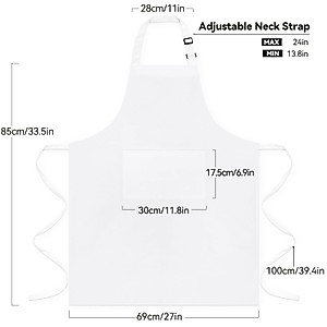 NLUS Extra Large Aprons for Men, Adjustable White Chef Apron for Men Kitchen Cooking Aprons for Women with 2 Pockets, Water & Oil Resistant - 1 PACK