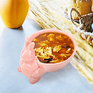 Zerodeko Easter Rabbit Bowl Bunny Salad Bowl Easter Ceramic Dessert Bowl Easter Pudding Bowl Easter Rice Soup Bowl Rabbit Appetizer Bowls for Spring Easter Home Restaurant Decor White