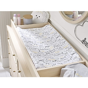ED Ellen DeGeneres Woodland Friends Super Soft Changing Pad Cover - Words of Encouragement, Ivory, Grey, Marigold