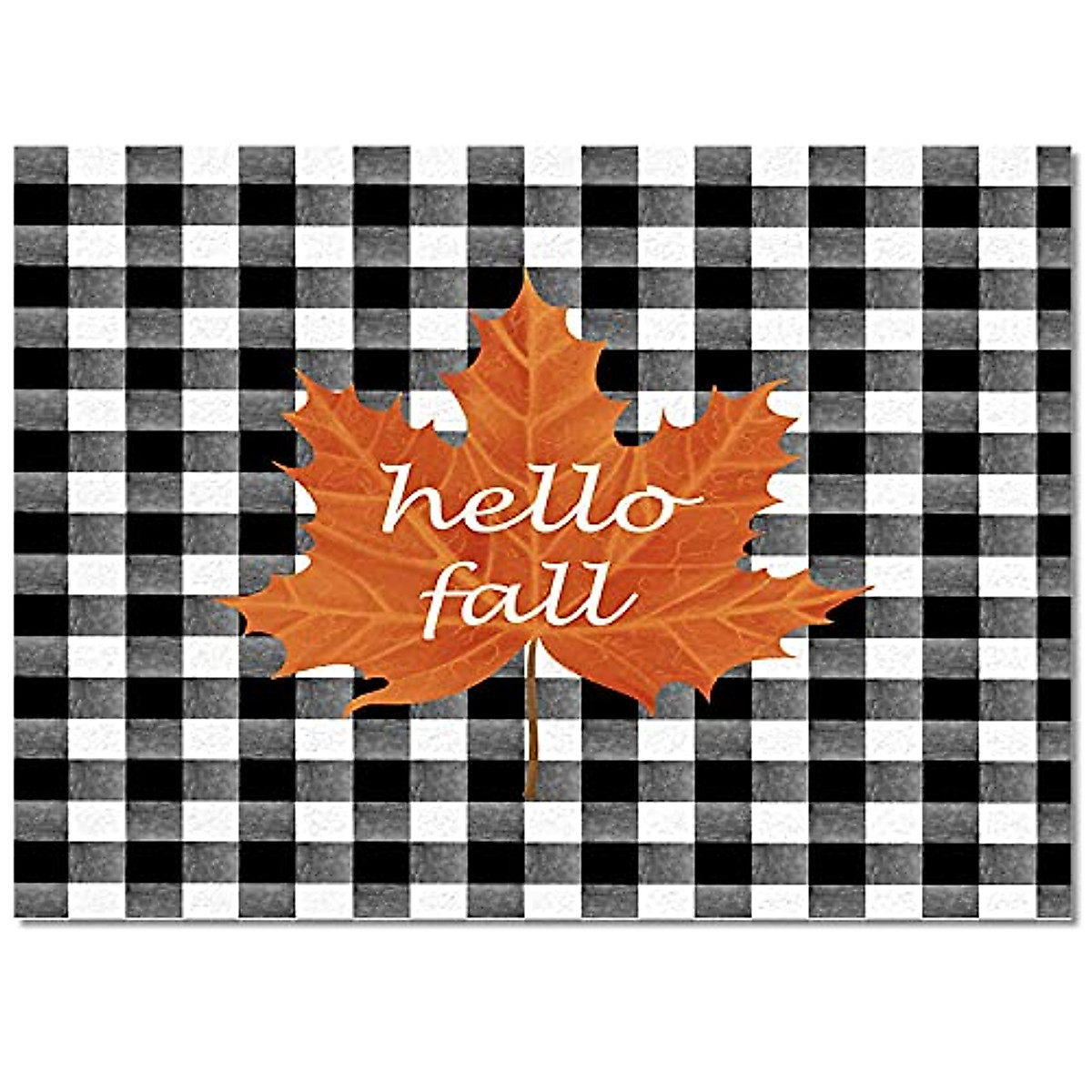 Area Rug for Bedroom Living Room Decor,Thanksgiving Fall Maple Leaves Ultra Soft Non-Slip Accent Rugs Indoor Large Floor Carpet White and Black Buffalo Plaid Non-Shedding Nursery Floor Mat,60x82in