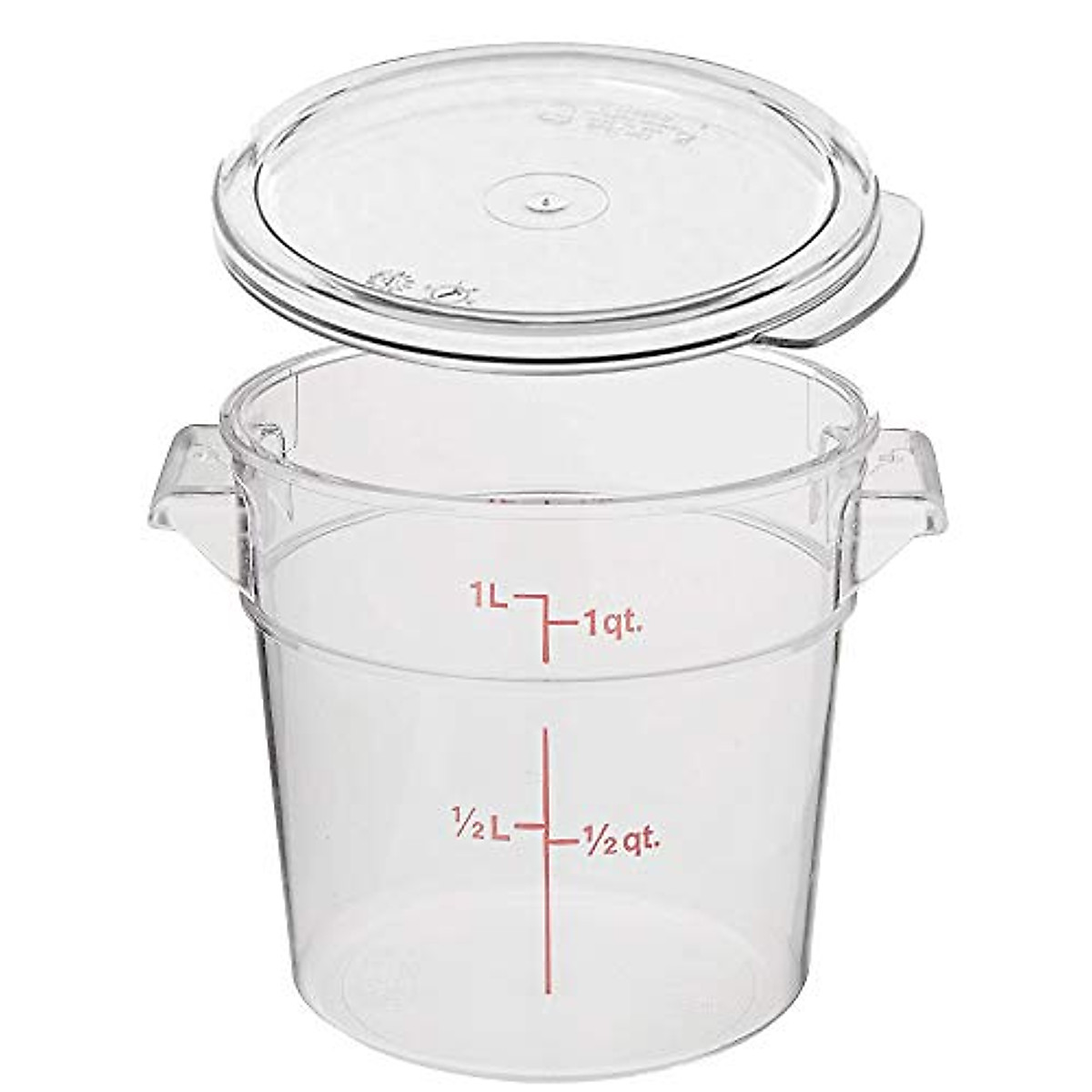 Cambro RFSCW1135 Camwear Clear Round 1 Qt Storage Container with Clear Round Lid RFSCWC1135