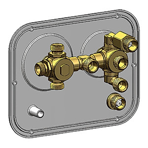 ABCO RV MANRV102-RF RV Water Service Panel with 4 Function Low Lead Brass Valve Supply & 2 Function Water Heater Bypass for Tank Filling & Maintenance