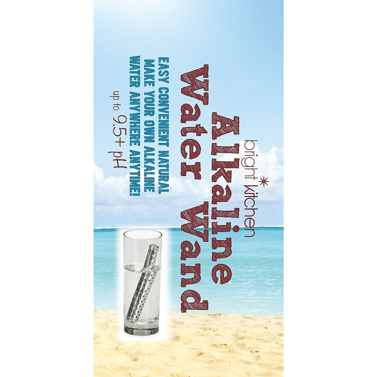 Bright Kitchen 2 Pack Alkaline Water Stick Wand Naturally Raise pH 9.5 Adds Tourmaline, Maifan, Muyu, Far Infrared Stone Reduces ORP Reusable Portable Make Your Own Mineral Water Makes 100 gallons