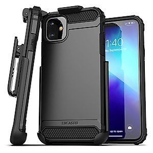 Encased iPhone 11 Phone Case with Belt Clip (2019 Scorpio Armor) Heavy Duty Rugged Protective Cover with Holder (Black)