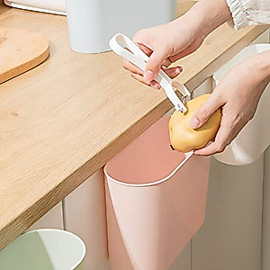 YARDWE Hanging Trash Can Waste Bin: Under Cabinet Compost Bin Pink Mini Small Car Garbage Can Wall Mounted Rubbish Container for Home Kitchen Office