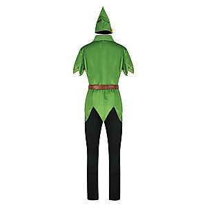 LILLIWEEN Peter Pan Costume Elf Outfit Halloween Cosplay Suit for Men Women 2XL