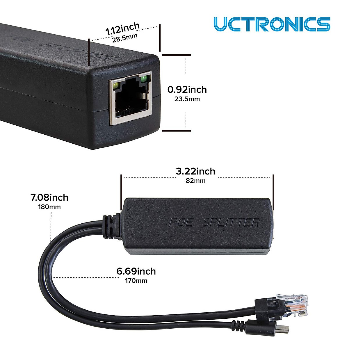 UCTRONICS PoE Splitter USB-C 5V - Active PoE to USB-C Adapter, IEEE 802.3af Compliant for Raspberry Pi 4, Google WiFi, Security Cameras, and More
