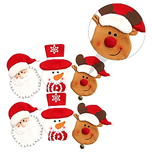 BESTOYARD 12 Pcs Christmas Snowman Elk Cutlery Set Lip Gloss Holder Forks Silverware Christmas Ornaments Dinnerware Bag Stocking Holder Stand Christmas Table Decoration Cutlery Holder Pocket