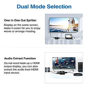 HDMI Audio Extractor 4K, avedio links HDMI Audio Splitter Converter, HDMI to HDMI Audio Adapter (3.5mm Aux Stereo + Optical Toslink SPDIF), HDMI Sound Extractor for PS5, Xbox (RCA Audio Cable Include)