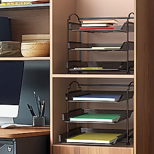 SimpleHouseware 3 Tier Stackable Desktop Document Letter Tray Organizer, Black
