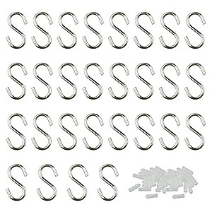 Hamineler 28 Pack 1.9 Inch Long 4mm Thickness 304 Stainless Steel S Shaped Hooks S Metal Hooks for Kitchen Spoon Pot,Work Shop, Bathroom, Garden Multiple