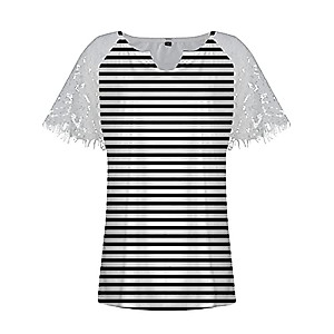 Summer Short Sleeve Shirts for Women Print Tunic Tops Generic, V Neck Chiffon Blouses for Women Dressy Womens Business Casual Outfits Mwomens St Patricks Day Shirt Women's Short Sleeve T -Shirt