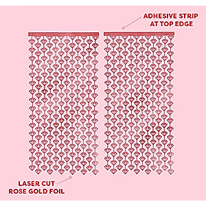 xo, Fetti Bachelorette Party Decorations Diamond Foil Curtain - Set of 2 | Rose Gold Bridal Shower Gift Backdrop, Bridesmaid Favors