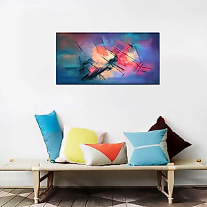YYYYHPP YP0675 Canvas Wall Art Colorful abstract acrylic painting Wall Art Modern Art on Blue Background Picture Painting for Living Room Bedroom and Office Home Kitchen