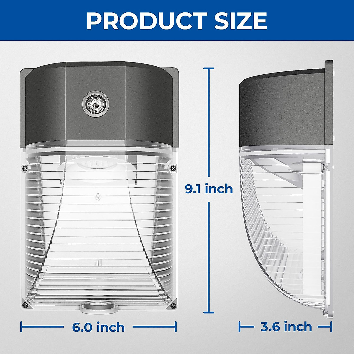 CINOTON 42W LED Barn Light Dusk to Dawn Outdoor Lighting, Black 1 Pack & 26W LED Wall Pack Light with Dusk to Dawn Sensor Daylight 2 Pack