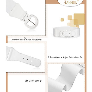 JASGOOD Women Retro Wide Stretchy Waist Belt, Vintage Chunky Buckle Belts for Dress