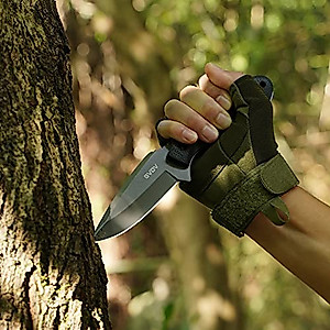 GVDV Full Tang Fixed Blade Knife with Sheath, 3.9-inch Blade Hunting Knife with TPE Handle, Tactical Knife for Camping Hiking Fishing Survival, Christmas Gifts for Men Dad Husband, Black