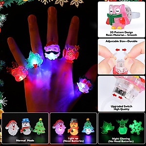 3D Nucifer 50 Pcs Christmas Light Up Rings Christmas Party Favors for Kids Adults Christmas Party Toy Stocking Stuffer LED Flashing Rings Glow in the Dark Christmas Toys for Boys Girls Christmas Gifts