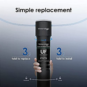 Waterdrop 15UA Under Sink Water Filter System and Waterdrop RF15-UF 0.01 Micron Replacement Filter Cartridge For 15UA/15UA-UF/15UB/15UB-UF/15UC/15UC-UF Under Sink Water Filter
