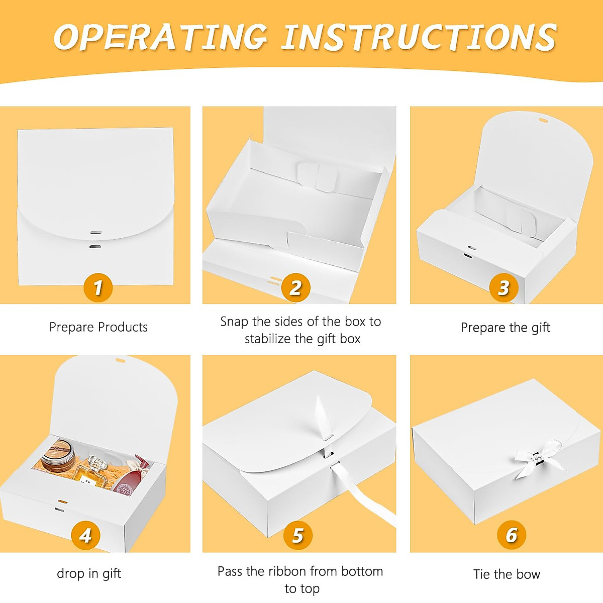 WLUSEAXI 12Pack Gift Boxes, 10x10x4 Inches Bridesmaid Proposal Box, White Boxes for Gifts, Paper Gift Box with Ribbon for Presents, Wedding, Bridal Shower, Baby Shower, Birthday Party, Graduation