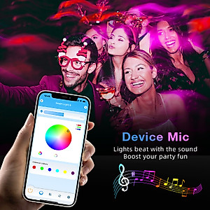 TJOY 50ft Bluetooth LED Strip Lights, Music Sync 5050 LED Light Strip RGB Color Changing LED Lights Strip with Phone Remote, LED Lights for Bedroom Kitchen TV Party TIKTOK DIY (APP+Remote +Mic)