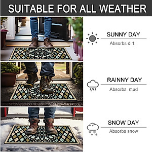 CHICHIC Door Mat Welcome Mat 17x 30 Inch Front Door Mat Outdoors for Home Entrance Outdoors Mat for Outside Entry Way Doormat Entry Rugs, Heavy Duty Non Slip Rubber Back Low Profile, Flower