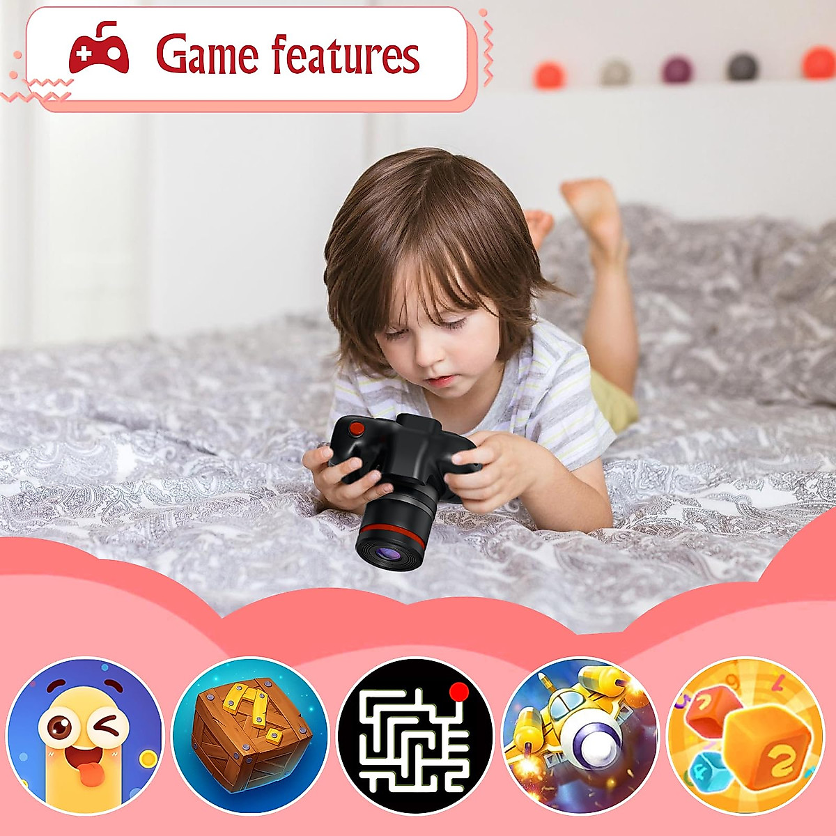 NINE CUBE Kids Camera, Digital Camera for Toddlers Age 3-5,1080P Toddler Camera Toys for Ages 5-7, Children Camera Birthday Festival Gift for 3 4 5 6 7 Year Old Boys Girls(32G SD Card)