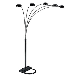 SQF 5-Arm Arch Floor Lamp with Dimmer (Black, 6962)