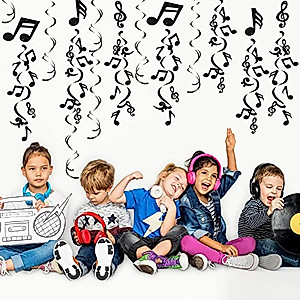 84 Pieces Music Notes Hanging Swirl Music Theme Party Decorations Music Foil Whirl Cutout Spiral Party Favors Wedding Baby Shower Birthday Party Supplies