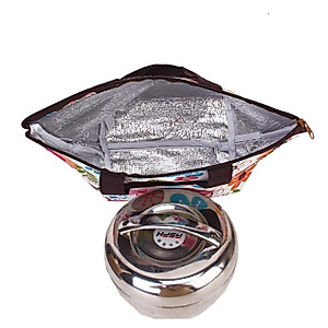 JASSINS Waterproof Picnic Insulated Fashion Lunch Cooler Tote Bag Travel Zipper Organizer Box,A70-Flower