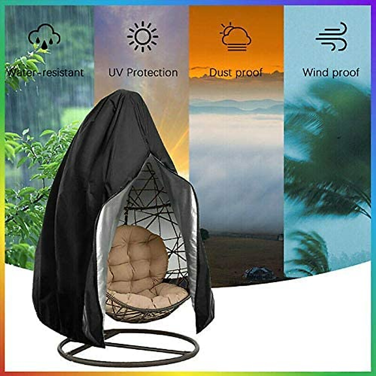 Egg Chair Cover, Patio Egg Chair Covers With Zipper, Egg Chair Covers For Outdoor Furniture, Durable Egg Swing Chair Covers, Waterproof Outdoor Chair Cover, Windproof Hanging Chair Cover