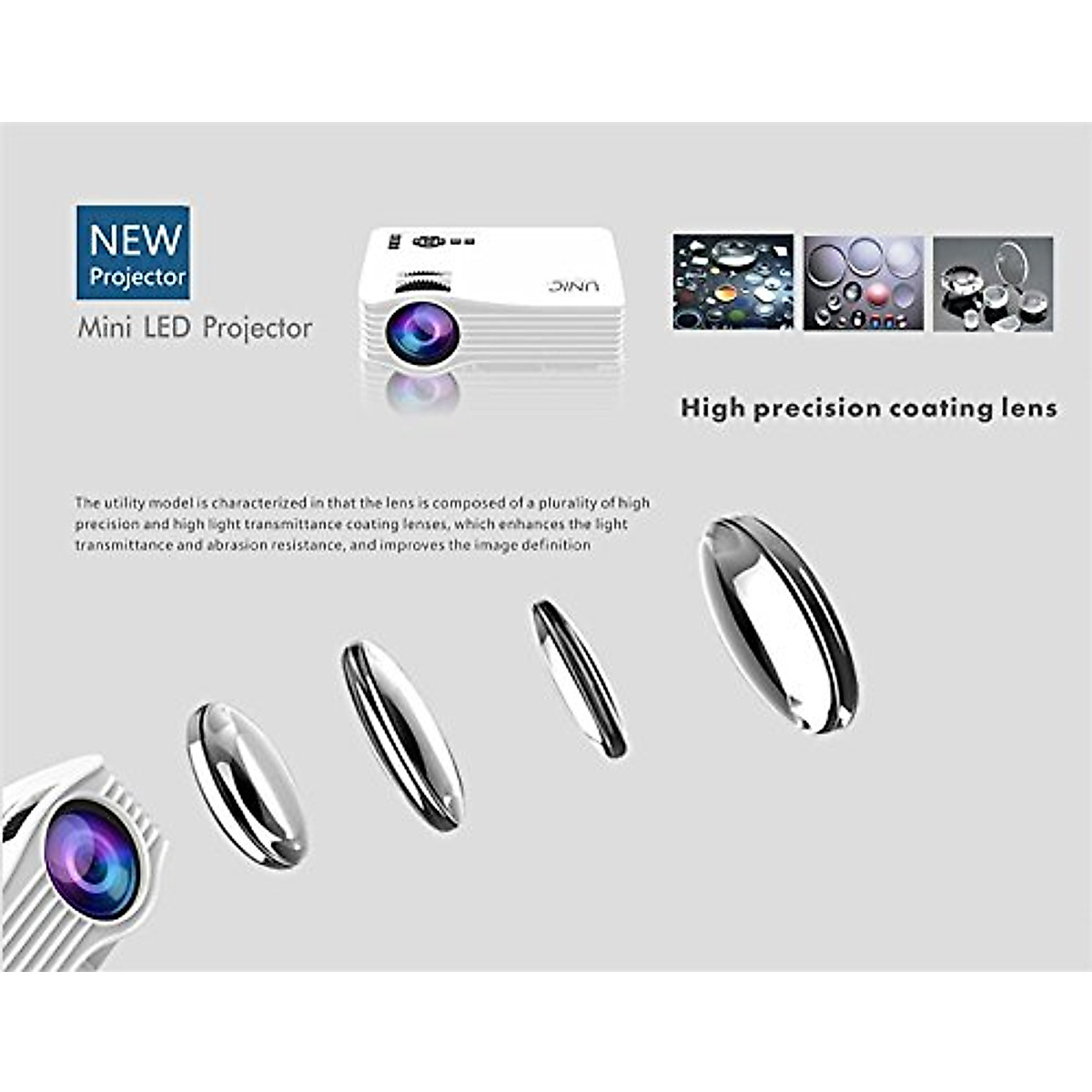GAOHAILONG Multimedia Mini Projector (Support USB/SD/HDMI/IR) Game Consoles 1000 lumens Portable high-Definition LED Projector not Support Connect wirelessly, White